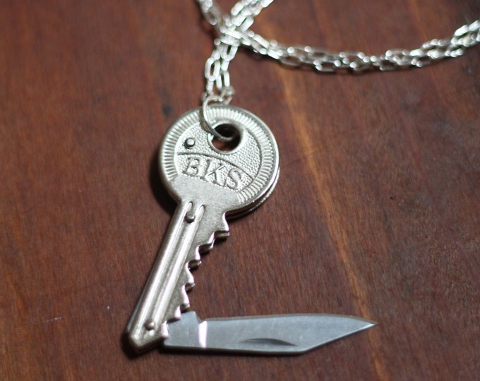 Key Shaped Pocket Knife Necklace - Etsy