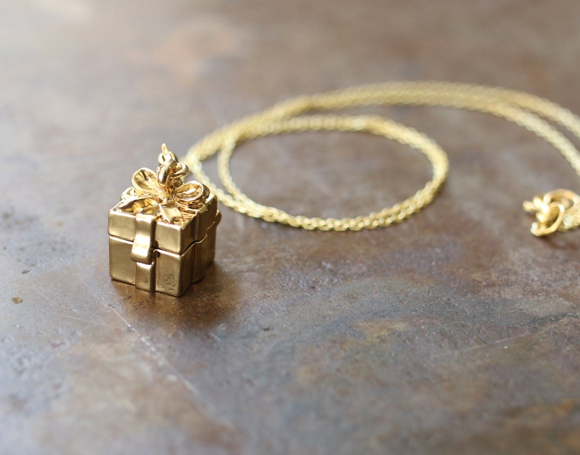 Opening Gift Wrapped Pearl Present Locket Necklace | Etsy