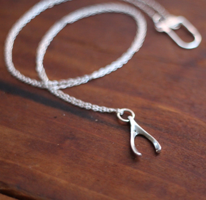 Silver Wishbone Charm Necklace - Etsy