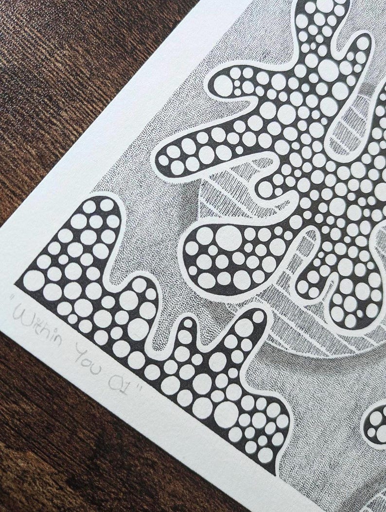 Original Pen and Ink A4 Drawing Fineliner Stippling and Circle Detail ...