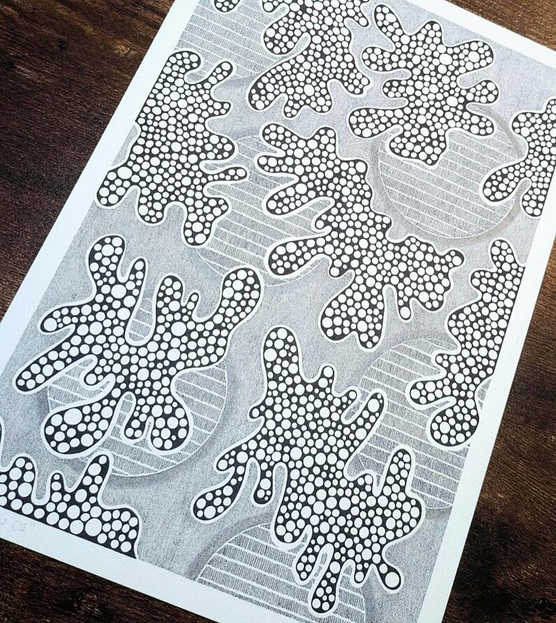 Original Pen and Ink A4 Drawing Fineliner Stippling and Circle Detail ...