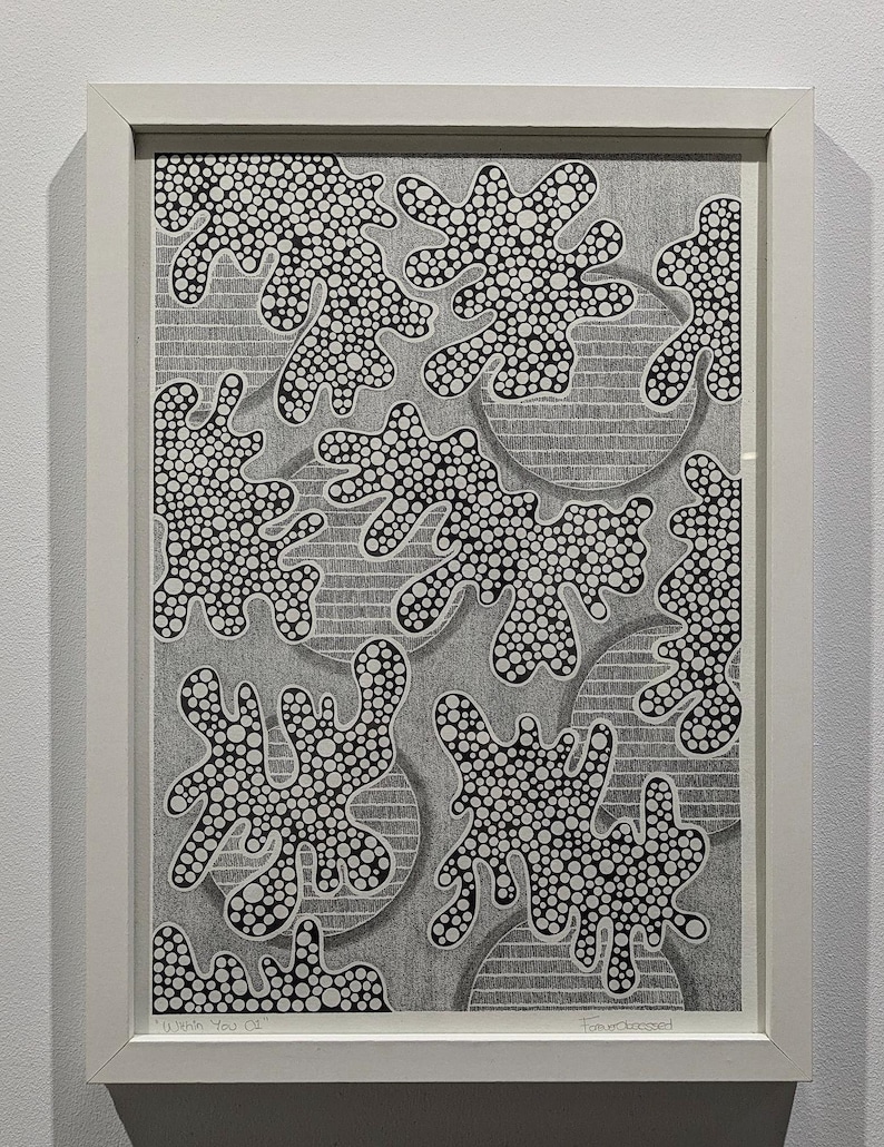 Original Pen and Ink A4 Drawing Fineliner Stippling and Circle Detail ...