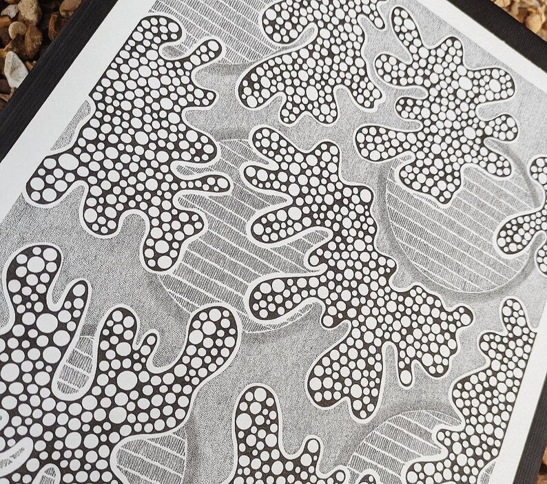 Original Pen and Ink A4 Drawing Fineliner Stippling and Circle Detail ...