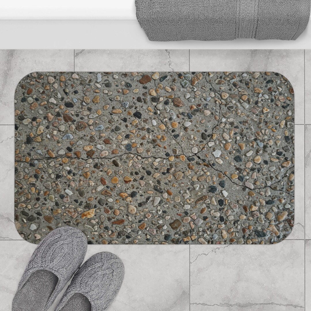 Rustic Exposed Aggregate Bath Mat Non-slip, Super Absorbent Memory Foam ...