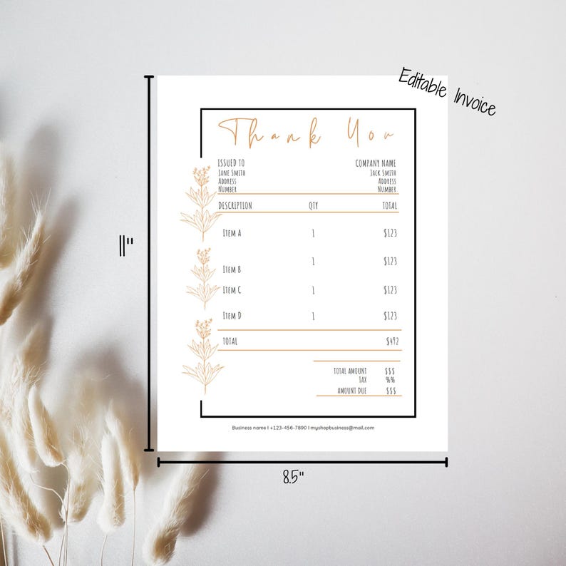 Custom Logo Business Invoice Template - Digital Salon Order Form - Etsy