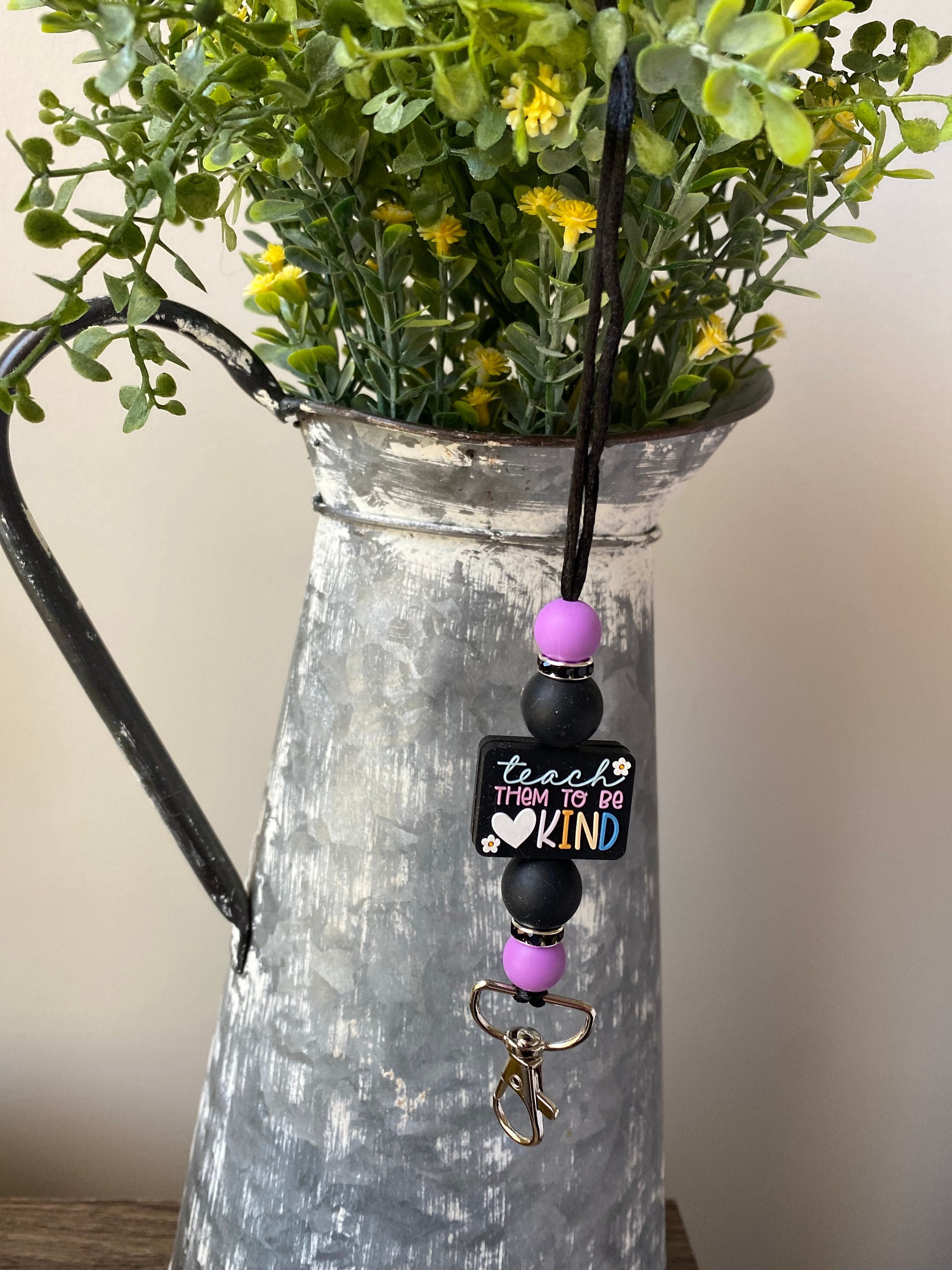 Teacher Breakaway Lanyard Teach Them to Be Kind Beaded Silicone - Etsy