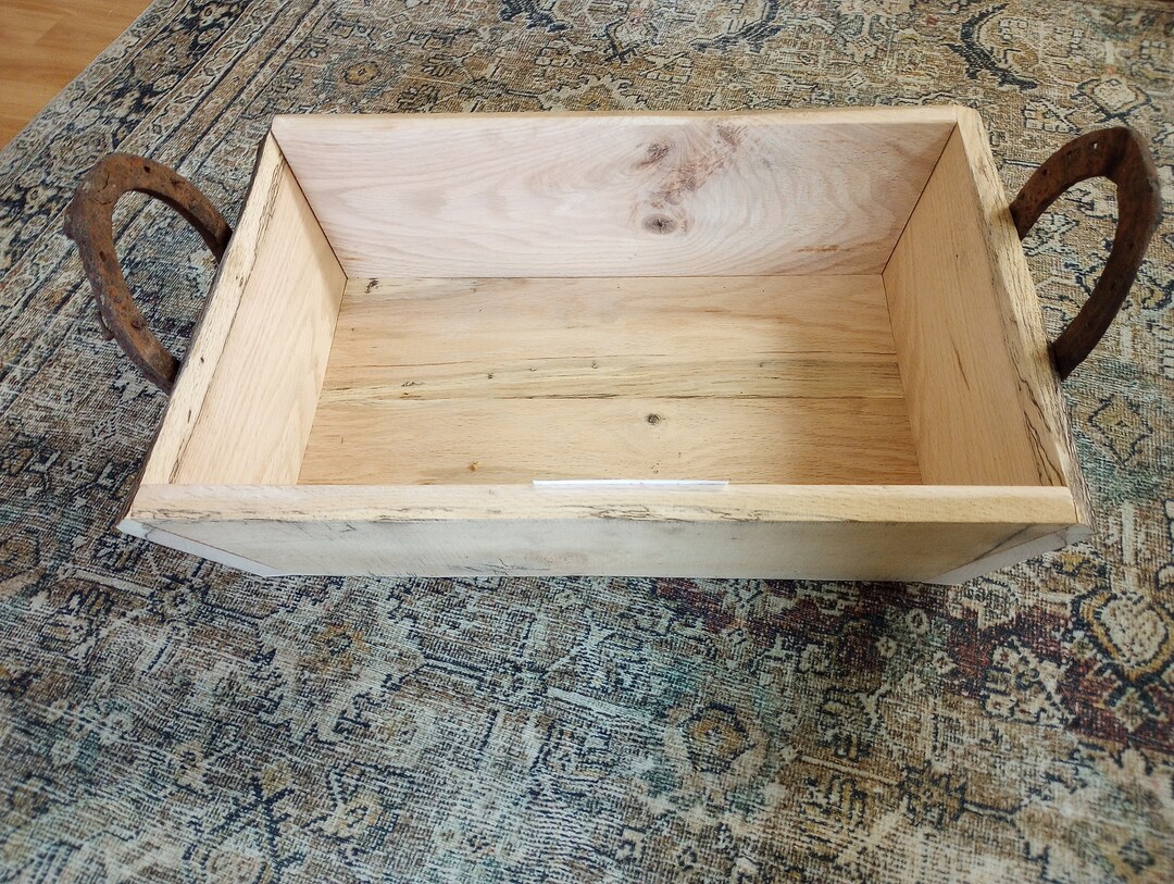 Rustic Wood Container With Vintage Horseshoe Handles - Etsy