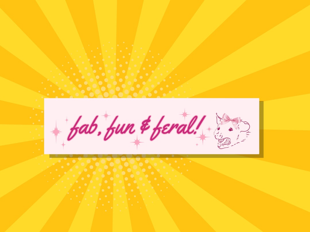 Fab Fun & Feral Possum Bumper Sticker Silly Quote Opossum Vinyl Sticker ...