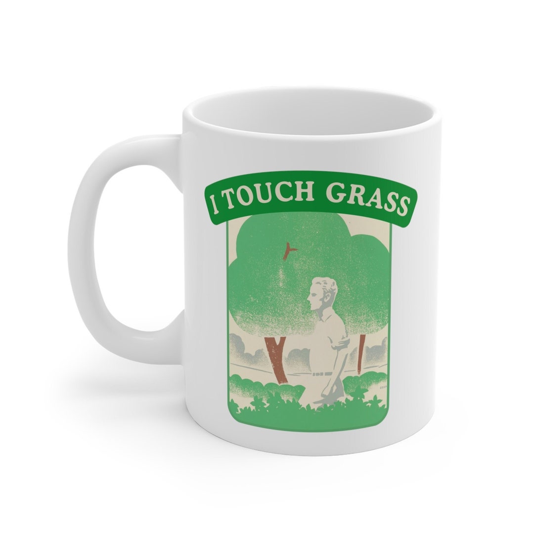 Funny Hiker Mug Meme Gift Gen Z Humor Touch Grass Internet Joke Coffee ...