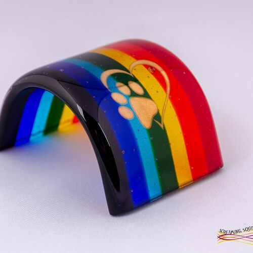 Handblown Glass Pawprint Rainbow Bridge Heart Pendant Animal - Etsy