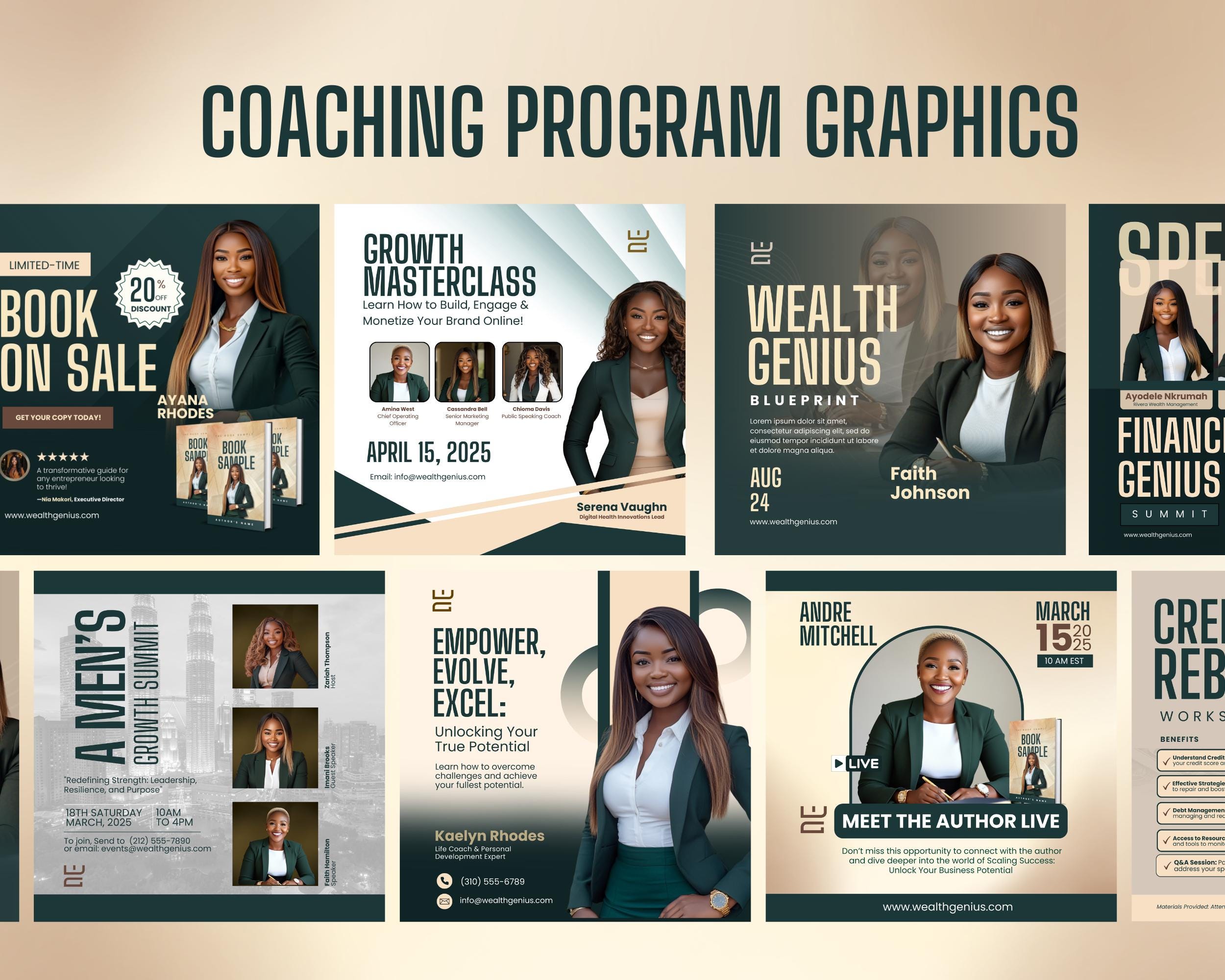 Coaching Event Flyer Bundle | 20 Elegant Canva Templates for Women’s ...