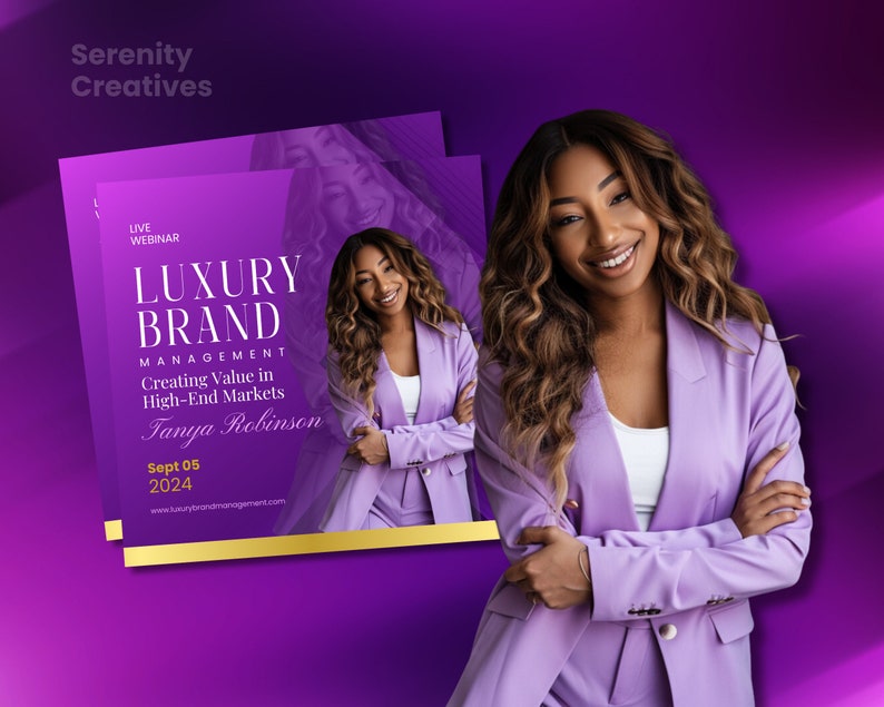 Violet and Gold Luxury Brand Flyer: Business Webinar Template - Etsy