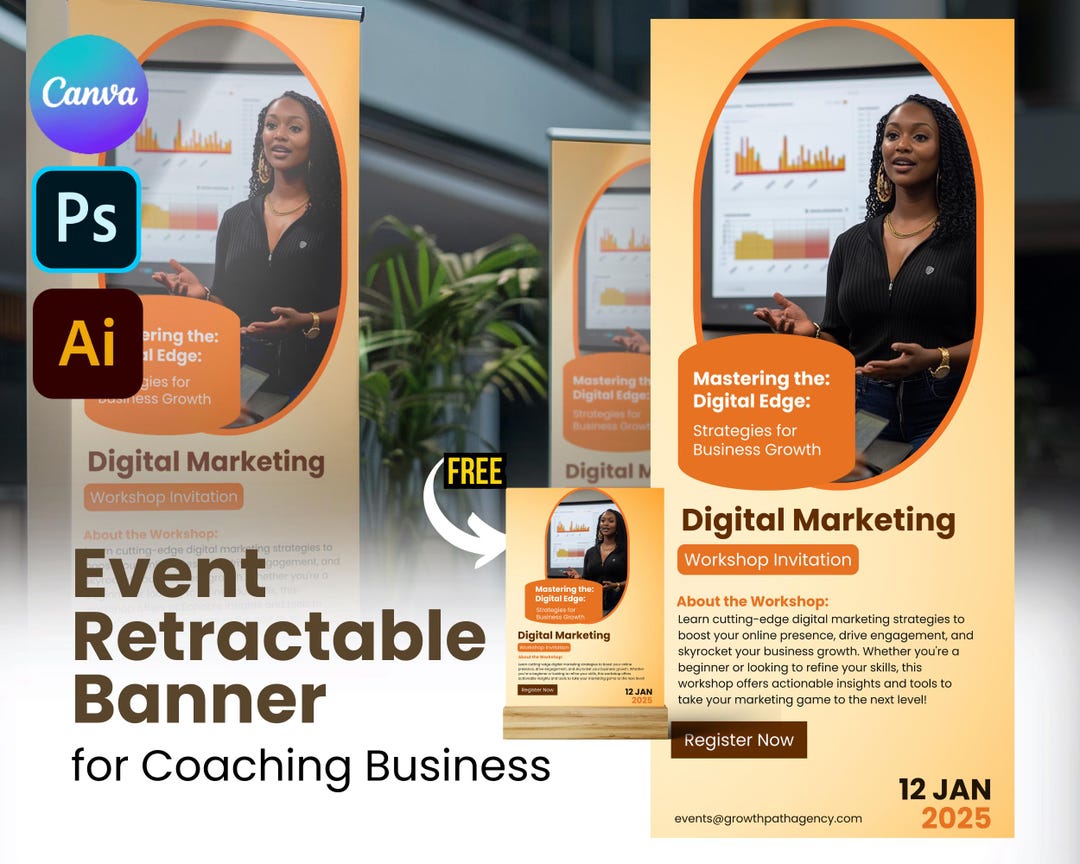 Retractable Banner Template - DIY Design for Business Coaching | Canva ...