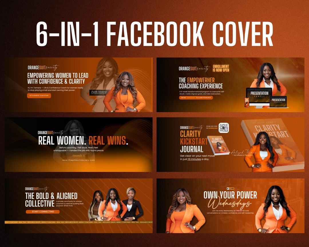 Editable Facebook Banner Templates | 6-in-1 Canva Pack for Coaching ...