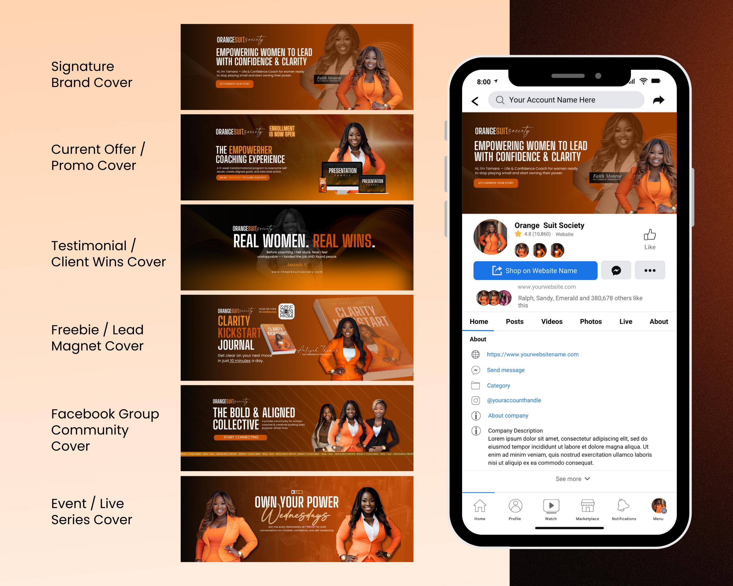 Editable Facebook Banner Templates | 6-in-1 Canva Pack for Coaching ...