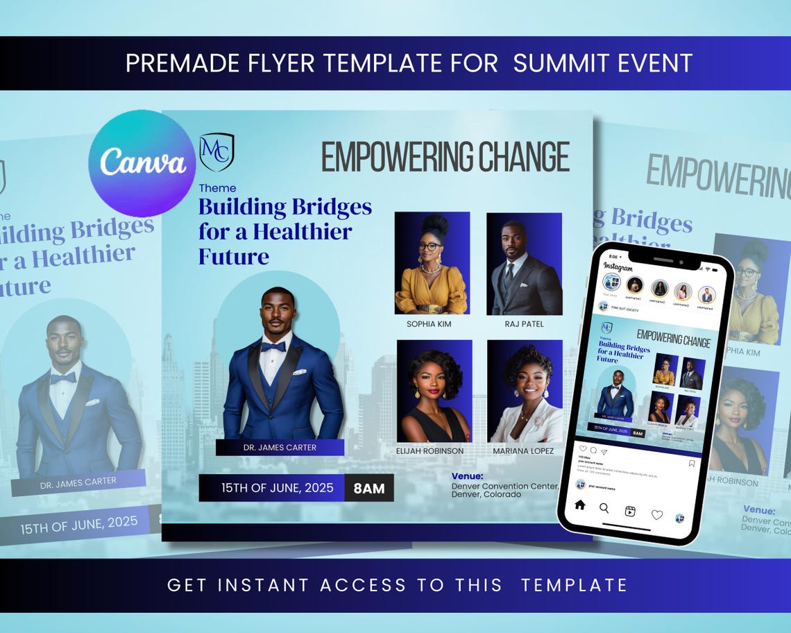 Editable Summit Flyer Canva Template Event Promotion Template Virtual ...