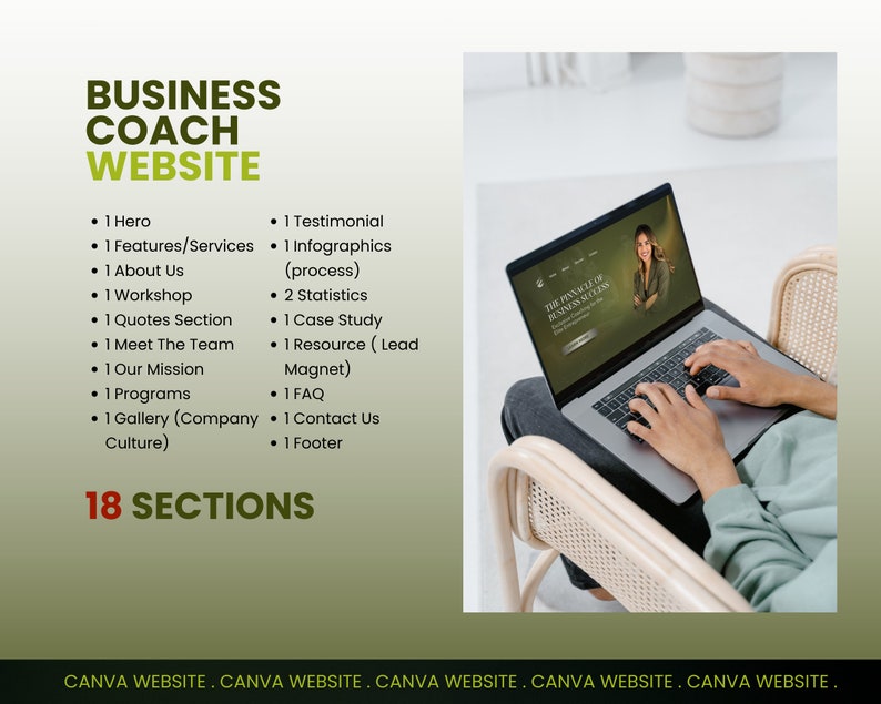 Customizable Business Coaching Website Design | Canva Editable ...