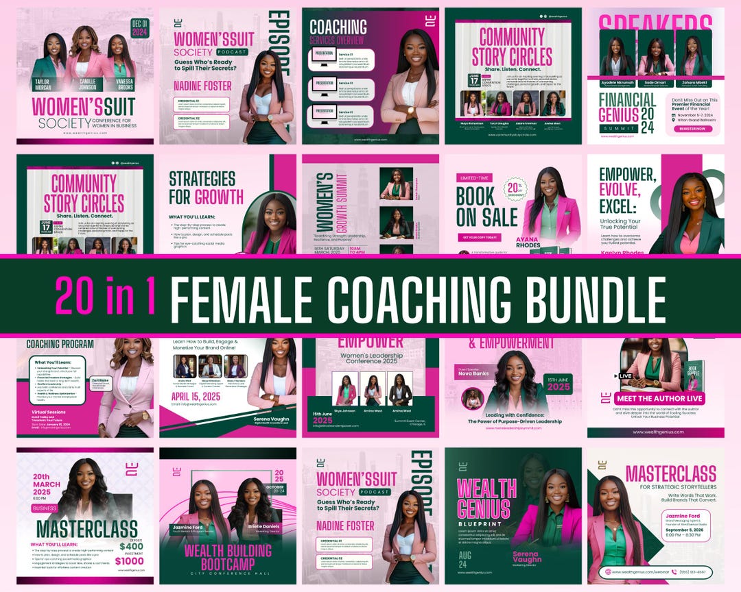 Pink Green Women's Coaching Templates | 20-in-1 Female Leadership ...