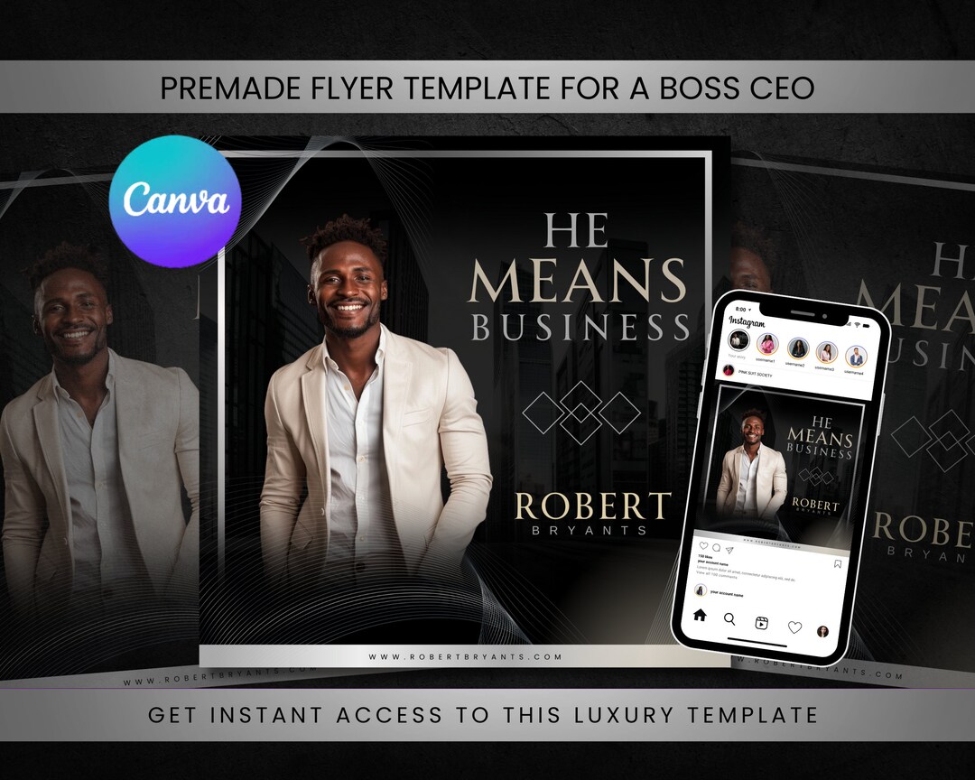 Luxury Masculine Flyer, Masterclass Flyer, DIY Template, Social Media ...