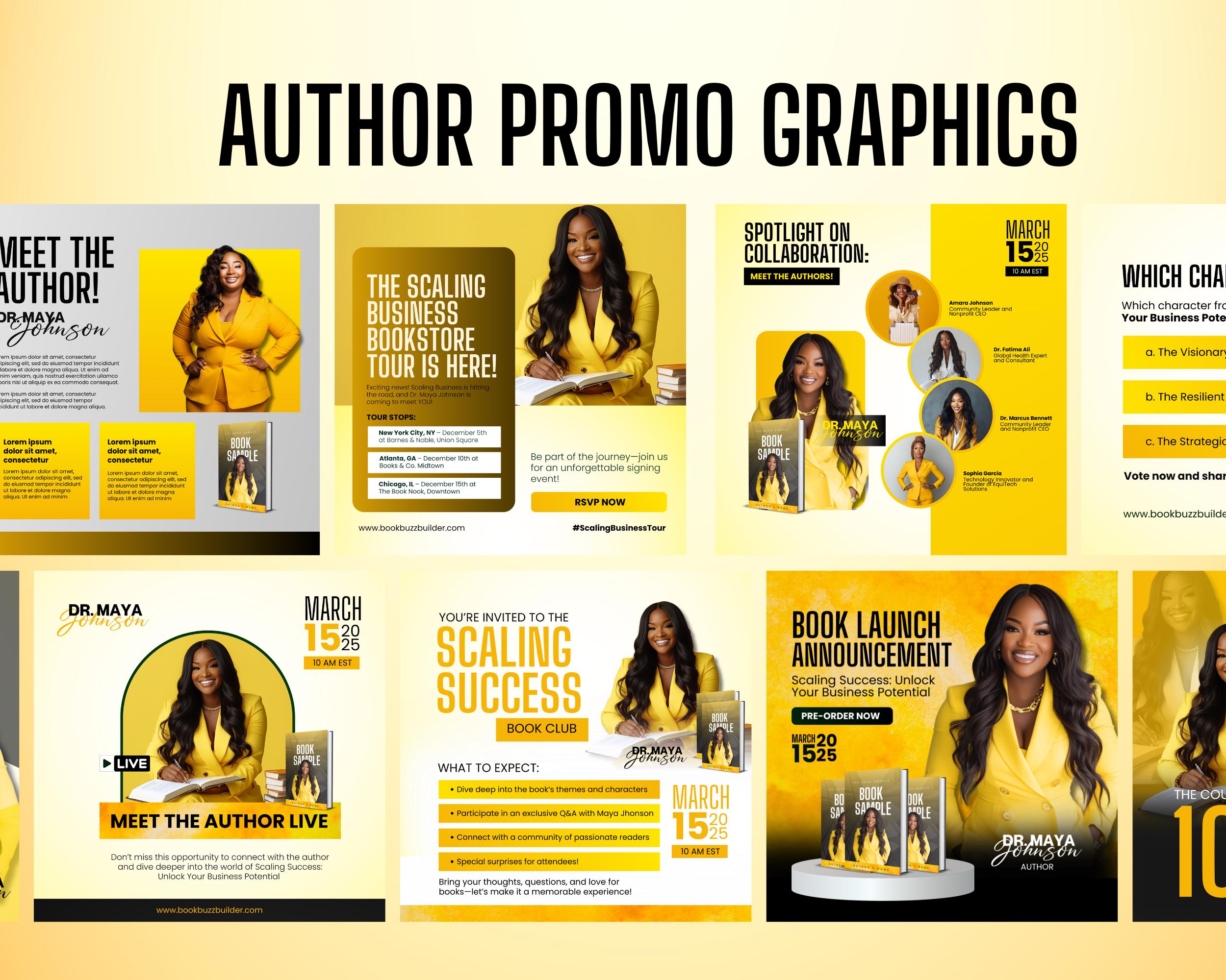 Author Launch Kit: 20-in-1 Canva Book Promo Templates (digital Download ...