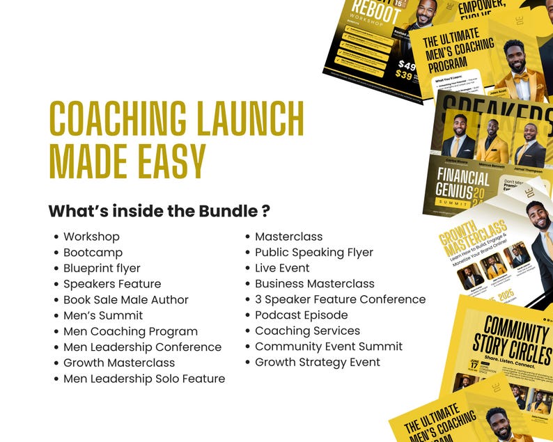 Yellow and Black 20-in-1 Male Coaching Bundle | Workshop and Event ...