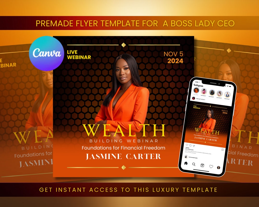 Financial Webinar Flyer: Orange & Black Business Template - Etsy