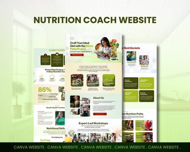 Website Design for Health Coaches | Editable Canva Template | Wellness ...
