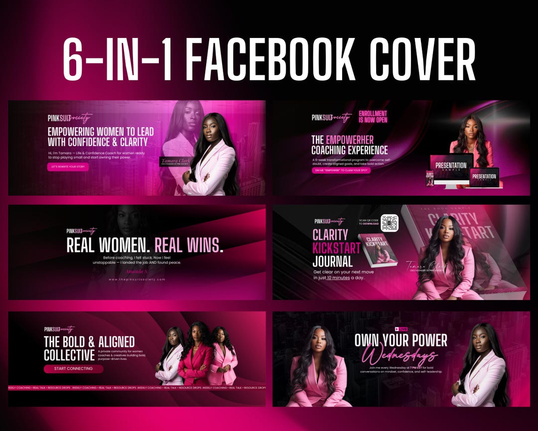 Coaching Facebook Cover Templates: Editable Canva Bundle (6-in-1 ...