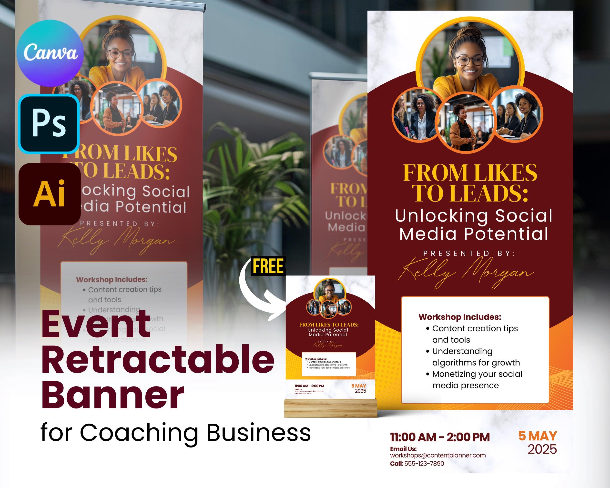 Luxury Retractable Banner for Coaching Business | Canva Editable - Etsy