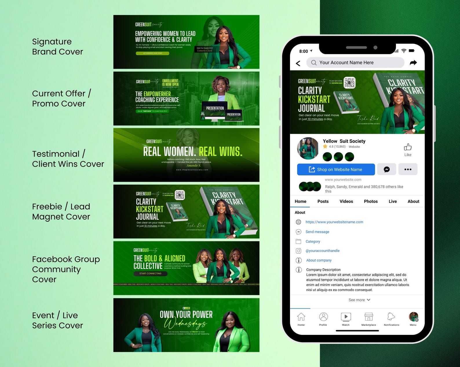 Editable Facebook Banner Templates | 6-in-1 Canva Pack for Coaching ...