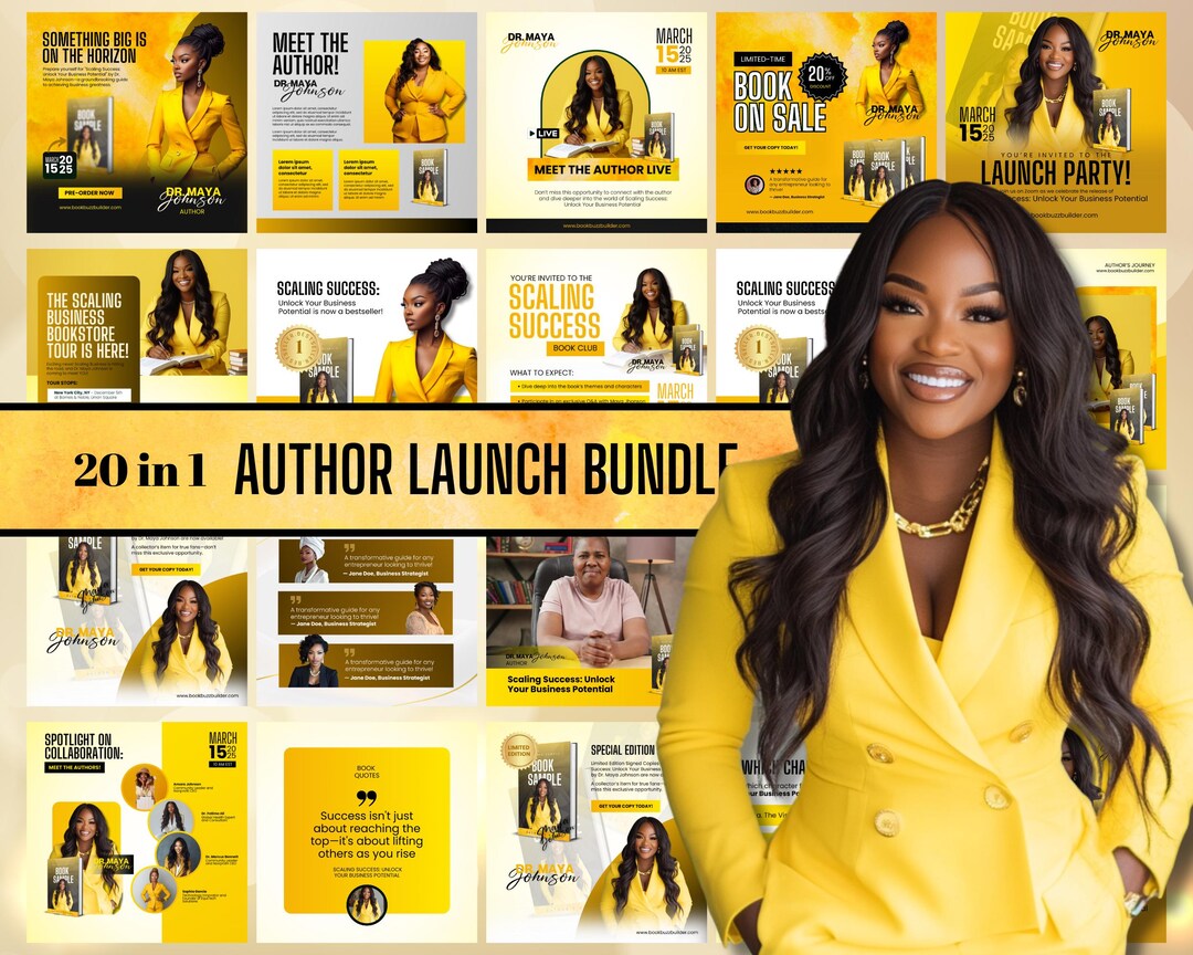 Author Launch Kit: 20-in-1 Canva Book Promo Templates (digital Download ...