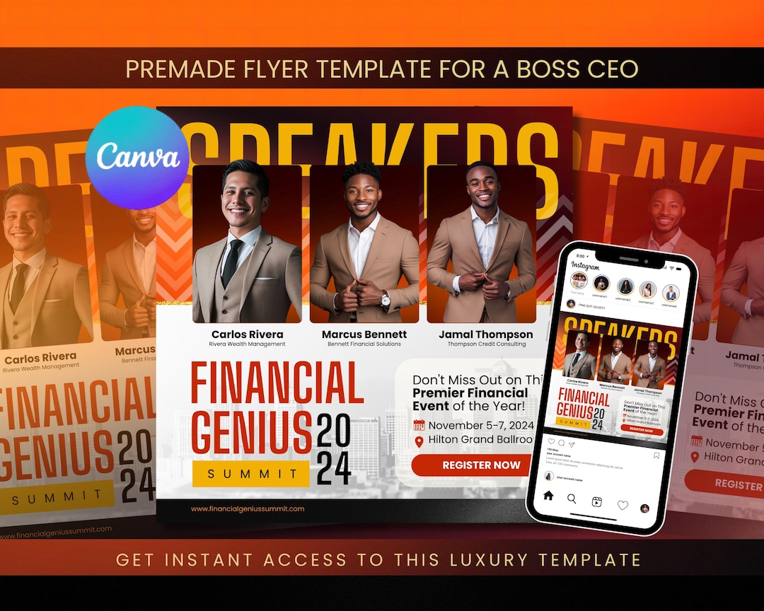 Financial Summit Flyer, Male Flyer, Business Flyer, DIY Template ...