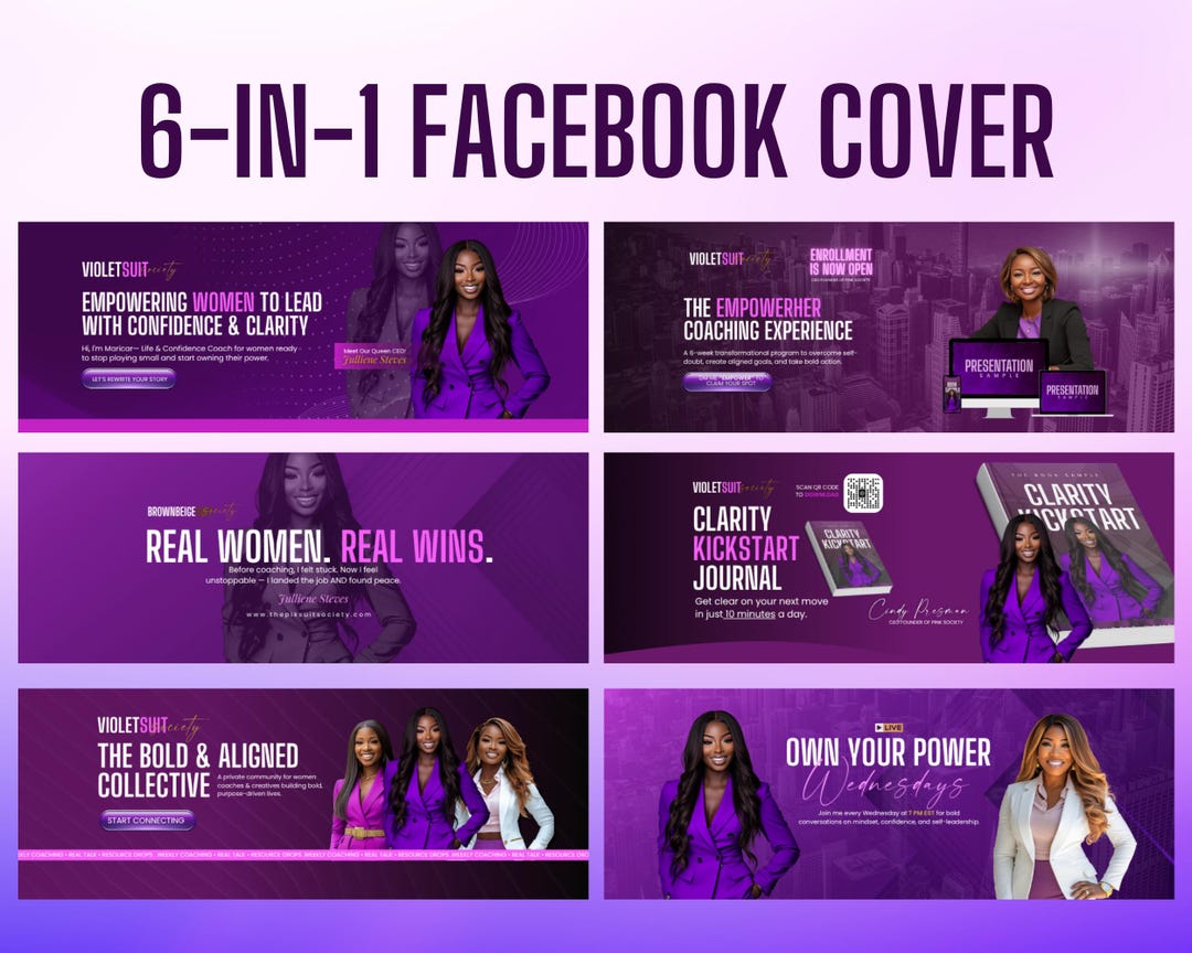 Facebook Cover Templates for Coaches: Canva Editable Banner Bundle ...