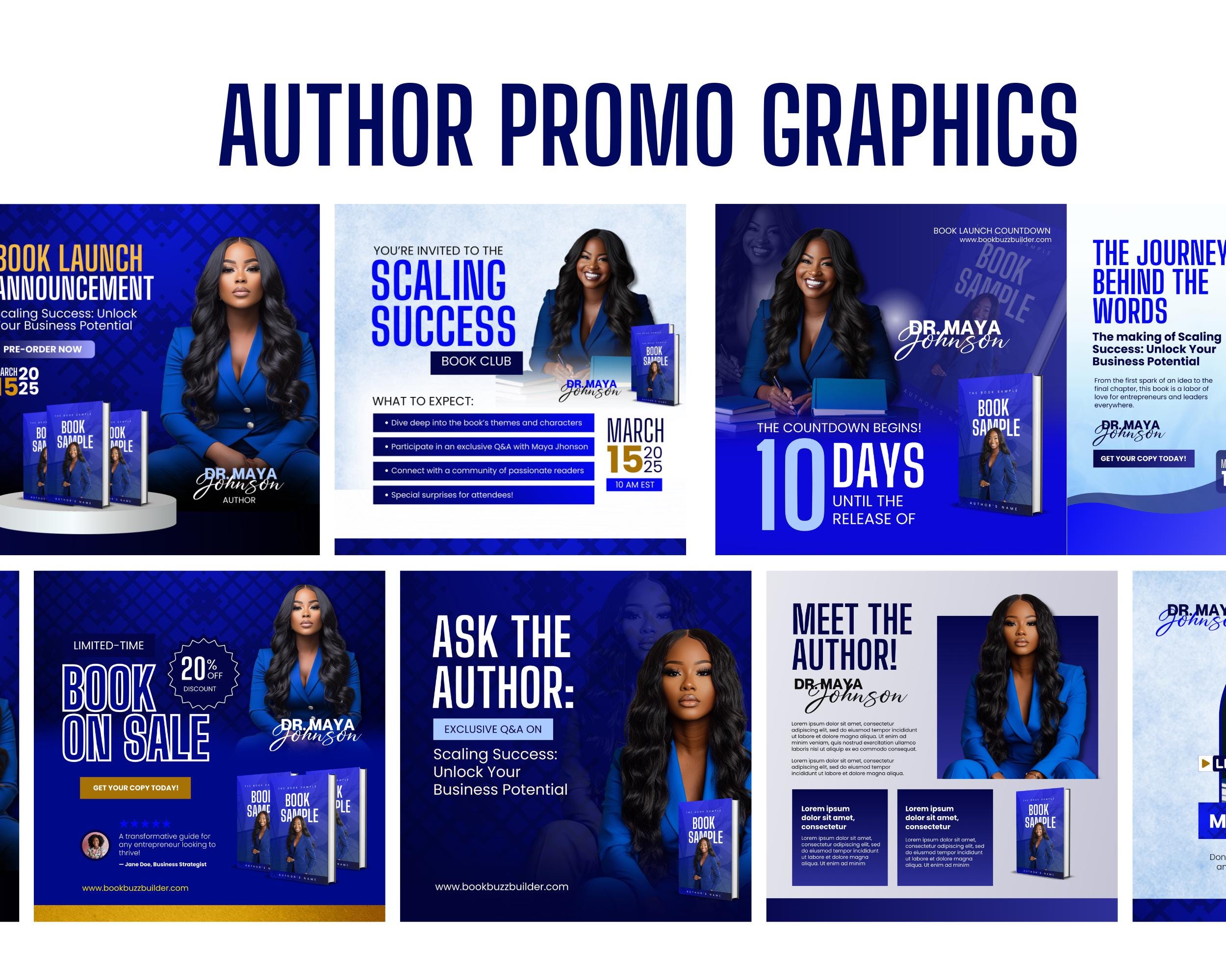 20-in-1 Editable Author Launch Bundle | Customizable Canva Templates ...