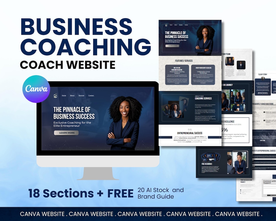 Business Coach Website Template: Editable Canva Design (digital ...