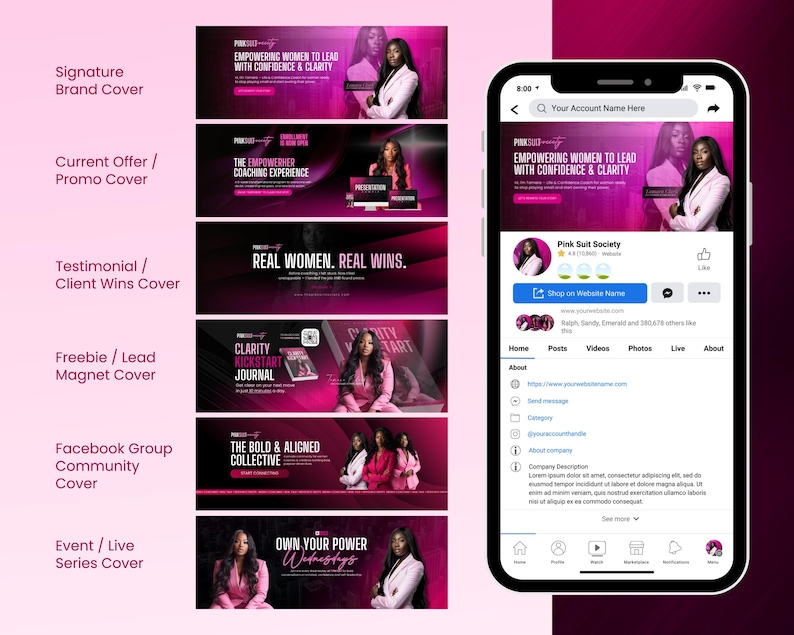 Coaching Facebook Cover Templates: Editable Canva Bundle (6-in-1 ...