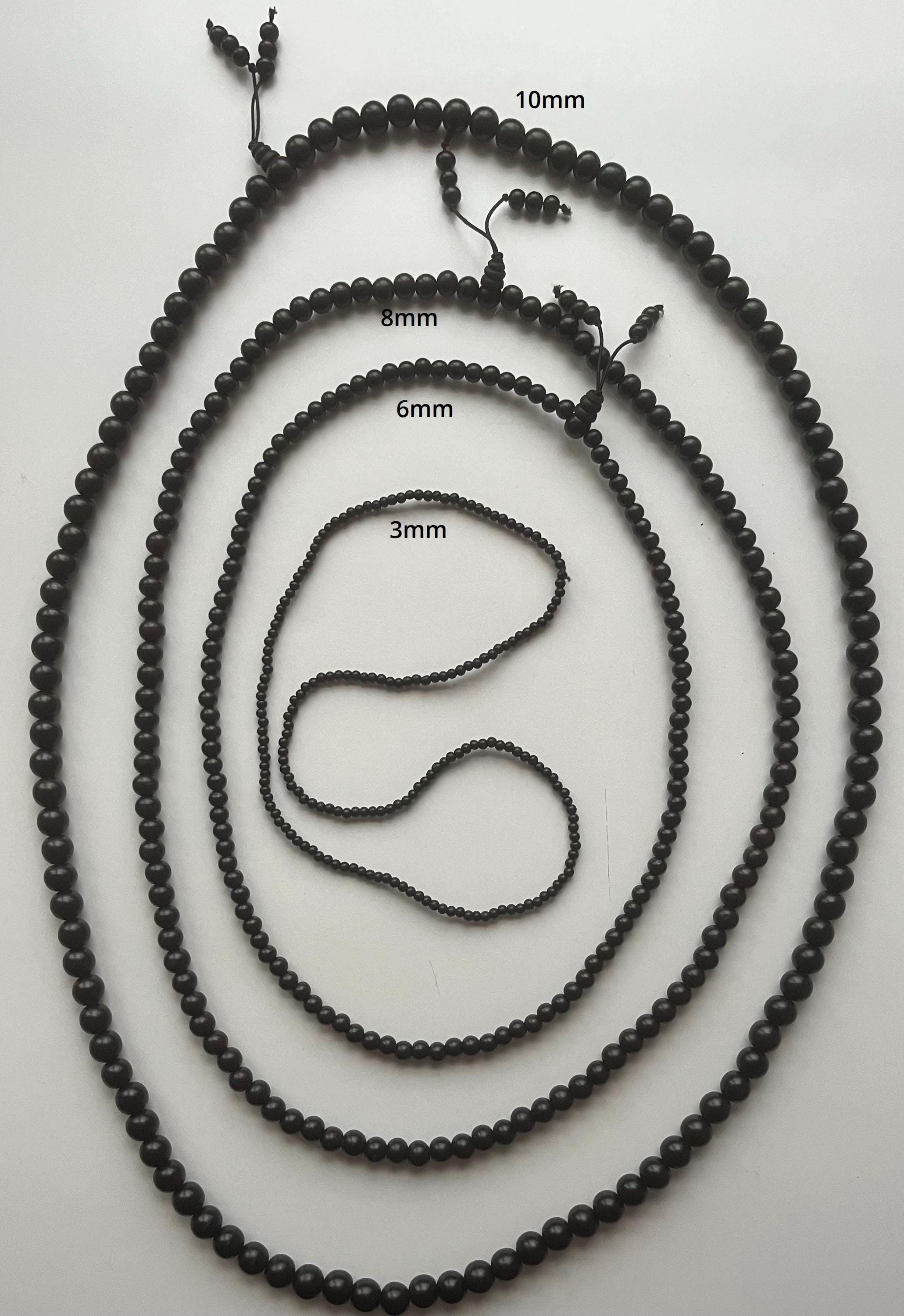 Black Ebony Wood Mala Beads, Karungali Kattai Prayer Beads (3mm, 6mm ...