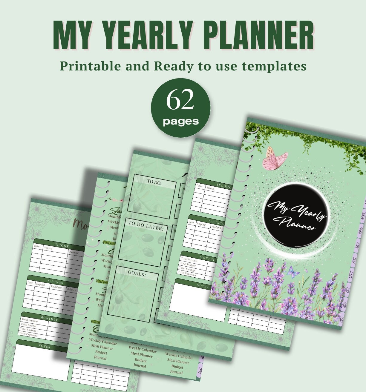 Printable Yearly Planner Templates, Yearly to Do List, Undated Yearly ...