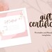 Printable Gift Certificate, Pink Gift Vouchers, Floral Gift Card ...