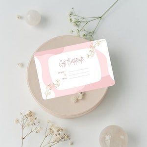Printable Gift Certificate, Pink Gift Vouchers, Floral Gift Card ...