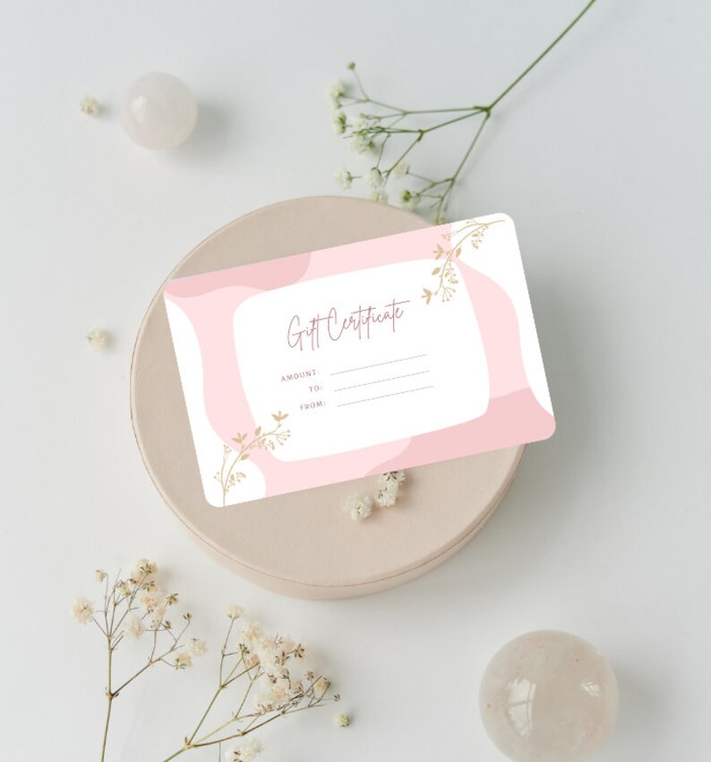 Printable Gift Certificate, Pink Gift Vouchers, Floral Gift Card ...