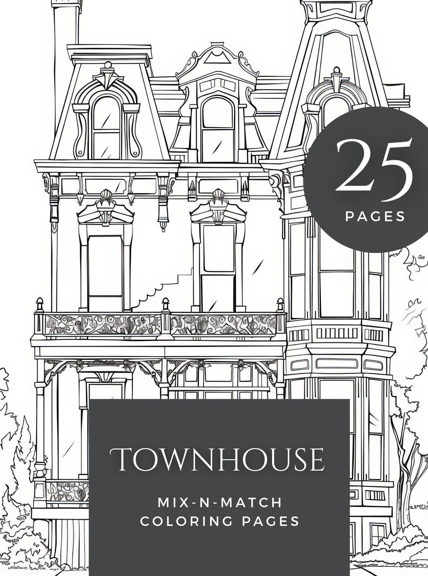 Townhouse Coloring Book - Etsy