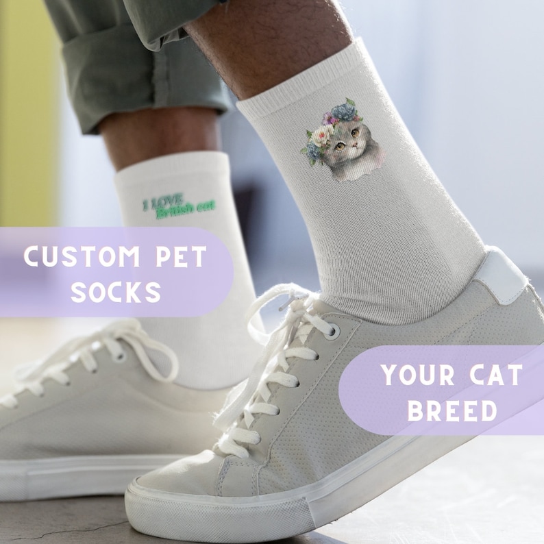 Custom Pet Photo Socks Cat Breed Personalized Pet Socks Custom Cat ...