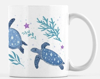 Sea Turtle Coffee Mug, Cute Sea Turtle Gift, Sea Turtle Tea Mug, Blue ...