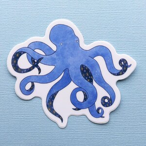 Blue Octopus Vinyl Sticker - Etsy