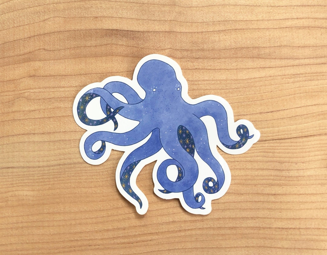 Blue Octopus Vinyl Sticker - Etsy
