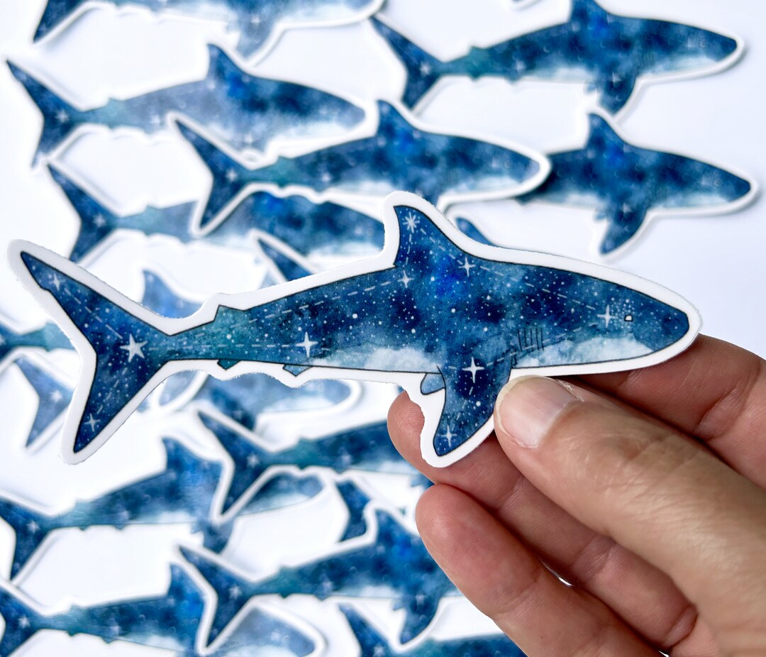 Starry Shark Vinyl Sticker - Etsy