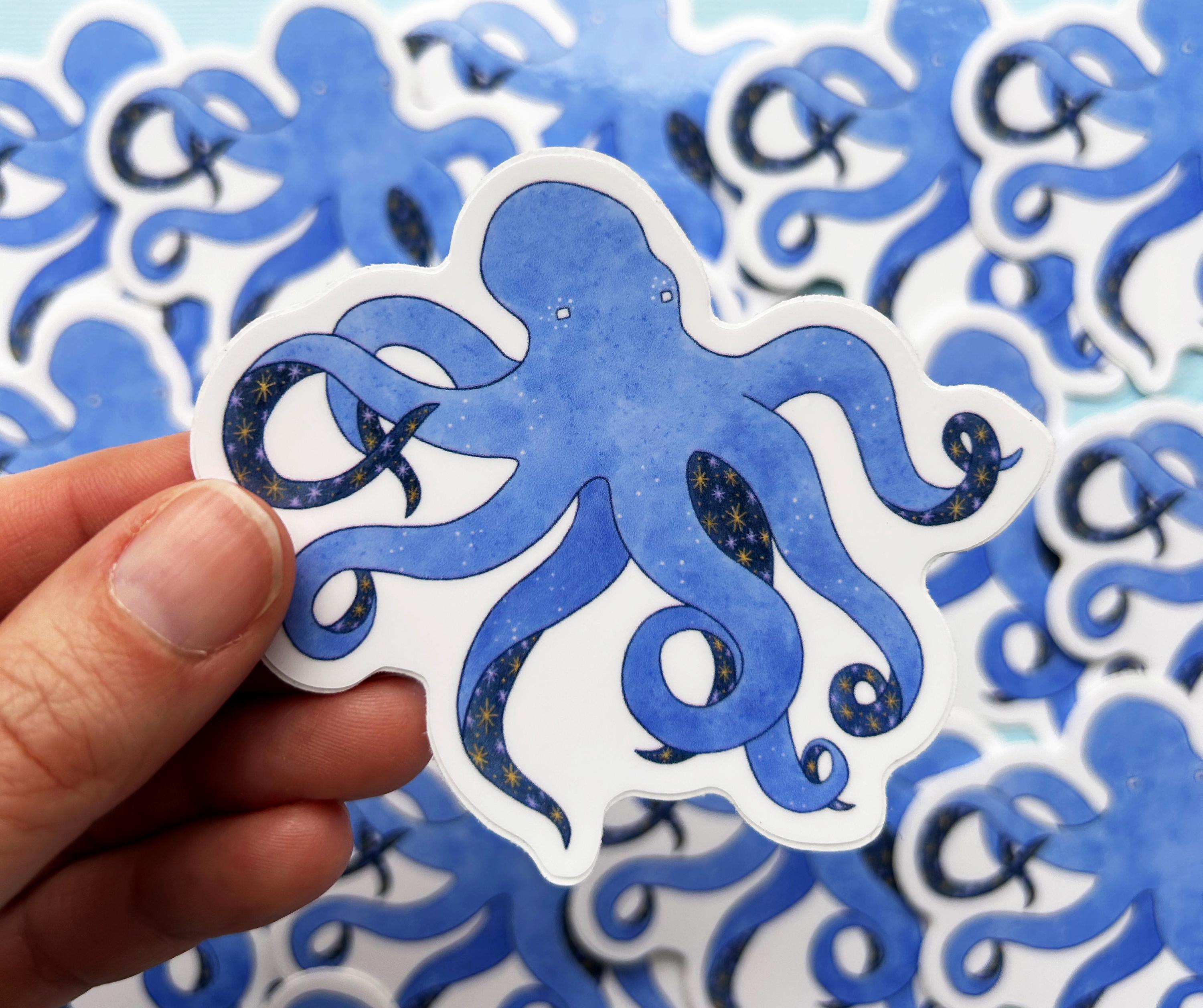 Blue Octopus Vinyl Sticker - Etsy