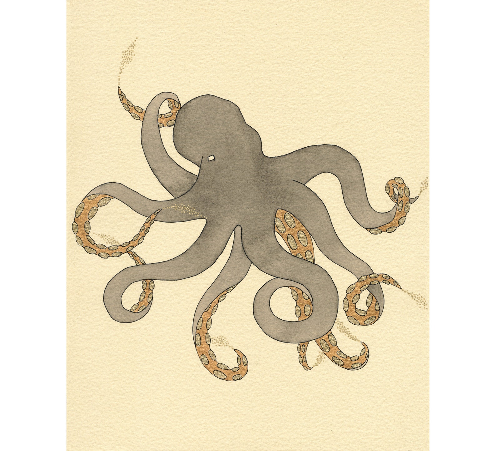 Inking octopus Print - Etsy