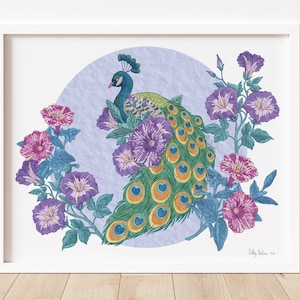 Peacock in Bloom Print, Unframed - Etsy